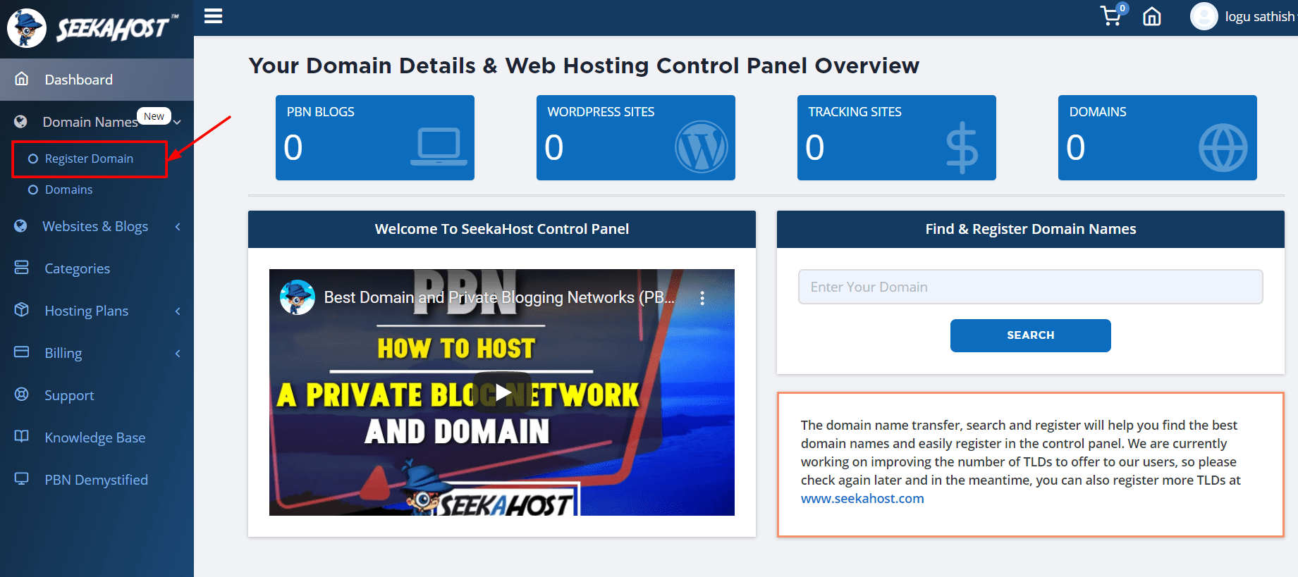 How To Buy A Domain Name And Host It With Seekahost In SeekaPanel ...